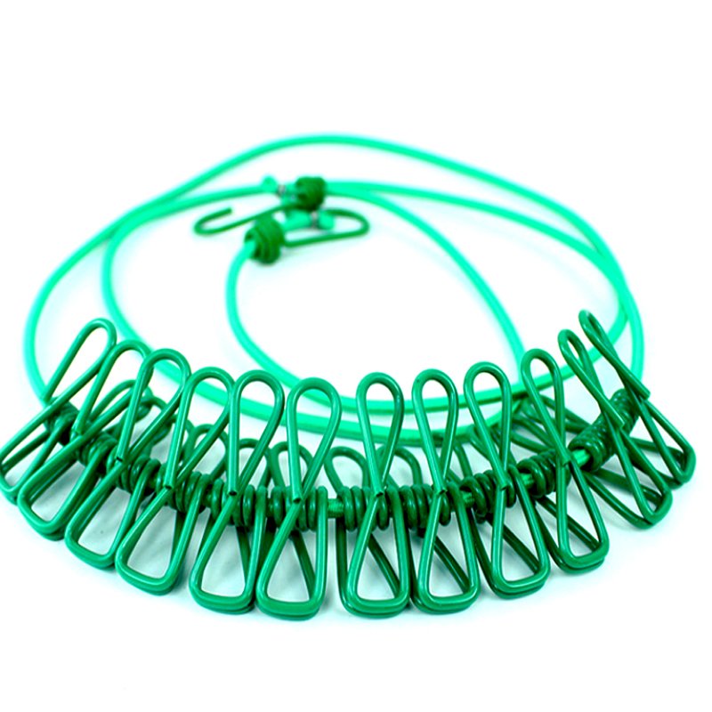 180cm 12 Clips Multifunction Drying Rack Clothes Line with Cloth ...